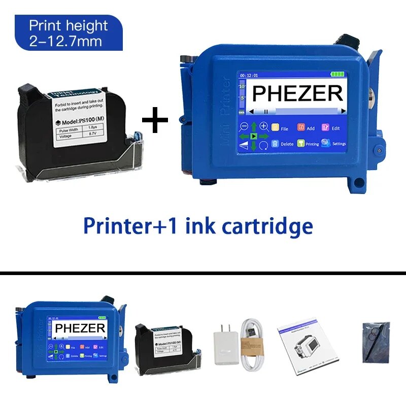 Phezer PC11Plus мини-принтер With 1 ink-12.7mm