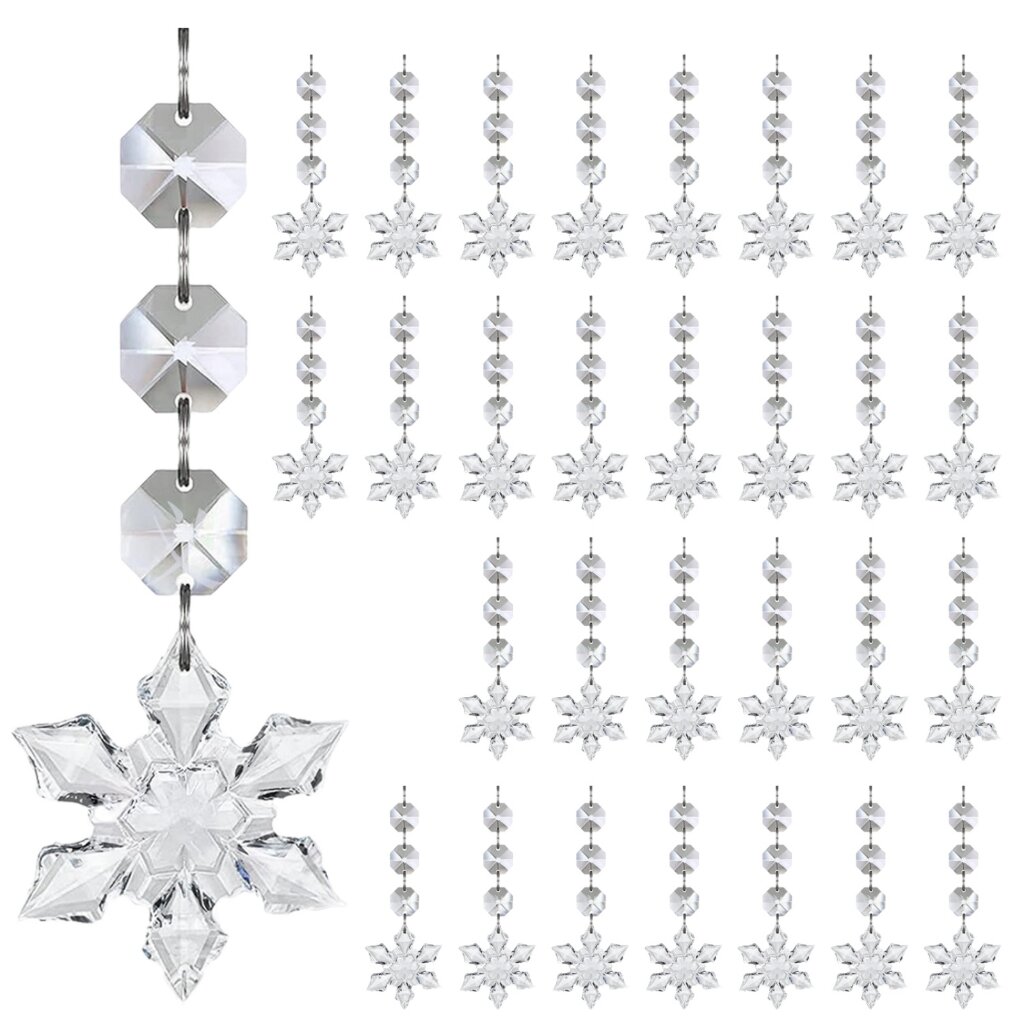 Рождественский кулон в виде снежинки из прозрачного акрилового хрусталя, 30 шт.-Набор Снежинок