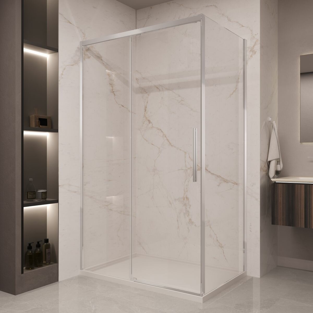 Душевой уголок Vincea Stella VSR-1ST8012CL, 1200*800, хром, стекло прозрачное