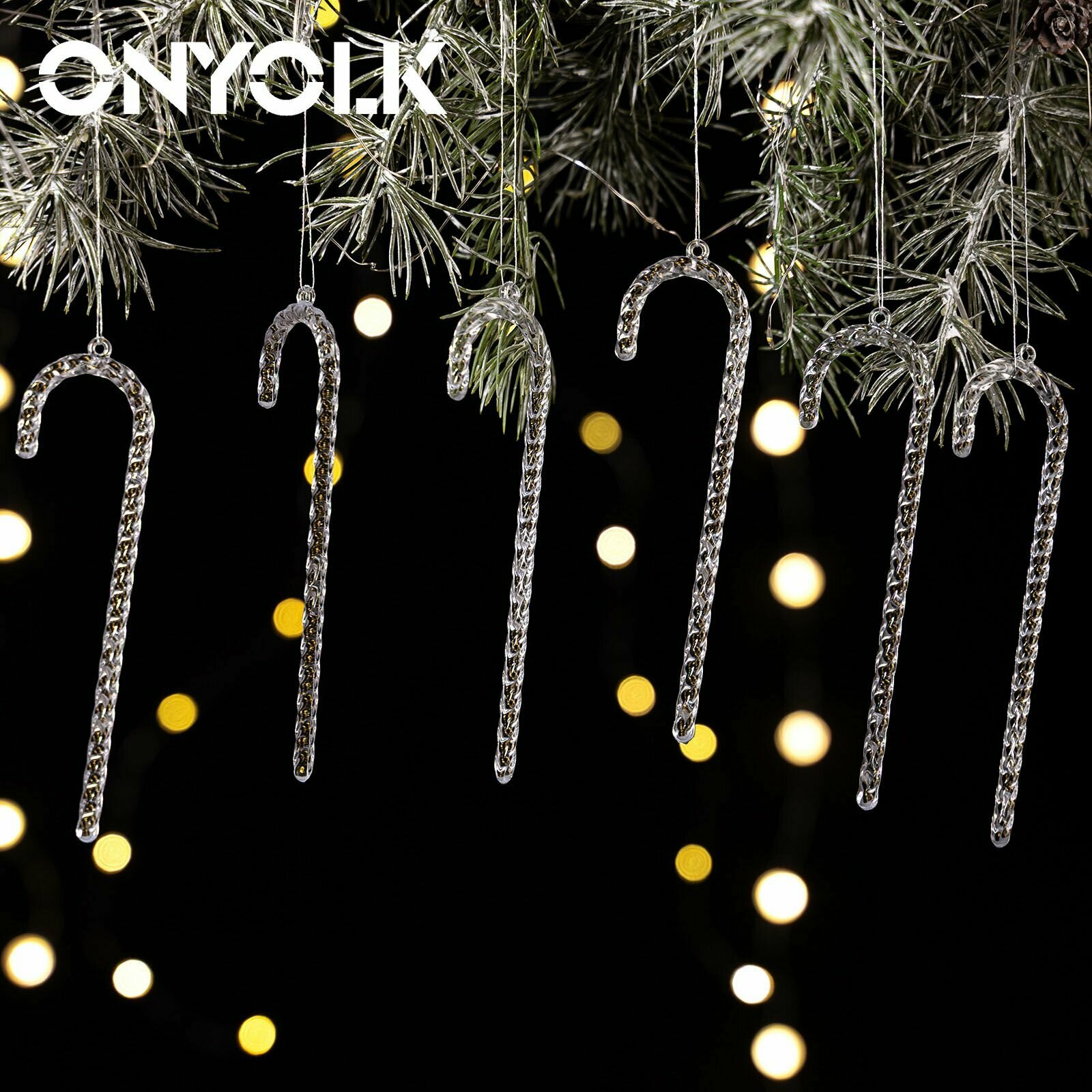 ONYOLK Елочные украшения 14 см Сосулька слоновая кость 6 шт.
