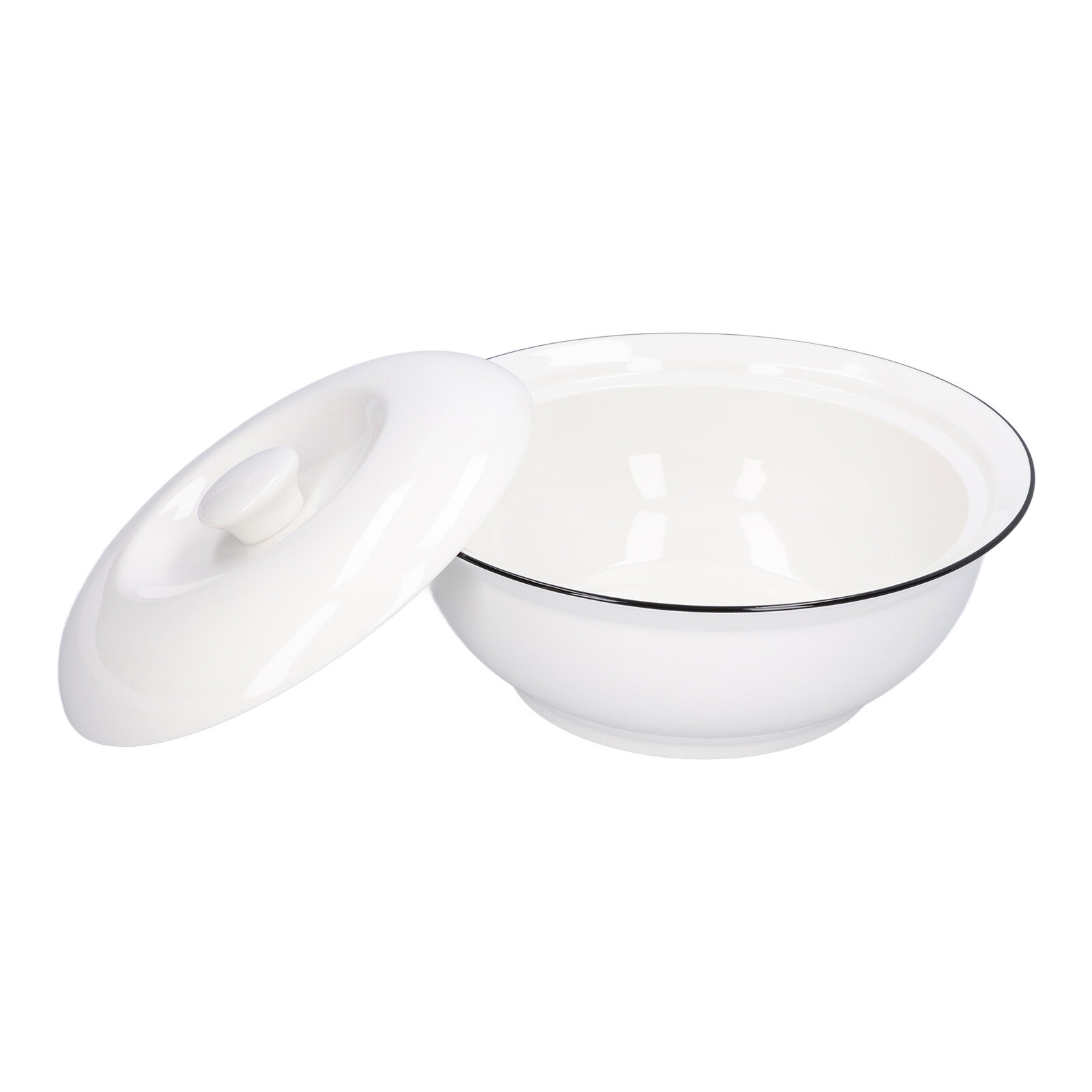 9-дюймовая суповая миска с крышкой, большая емкость, 1500 мл, миска для тушения, безвредная белая керамическая кухонная миска