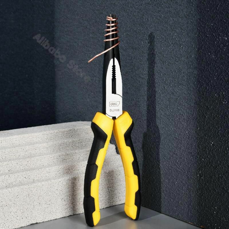 Удлиненные плоскогубцы Deli DL2108 200мм (углеродистая сталь 55, двухкомпонентная рукоять)