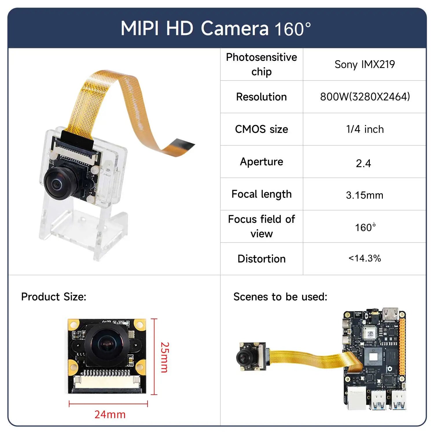 Yahboom RDK MIPI камера 8Мп, 160 FOV camera