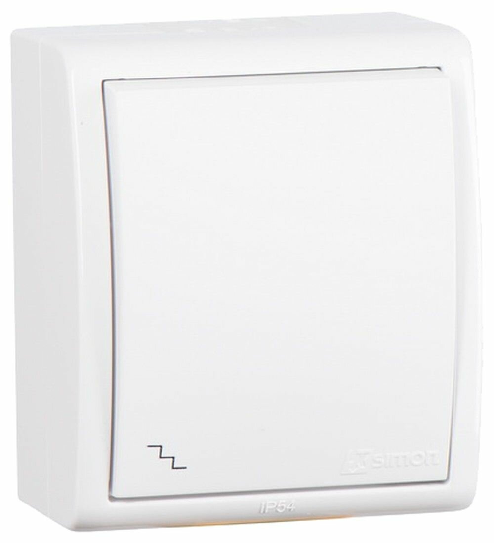 Simon 15 Aqua Белый Переключатель 1-клавишный наружный, IP54