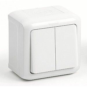 Переключатель 2-клавишный IP44 Quteo белый Legrand 782301
