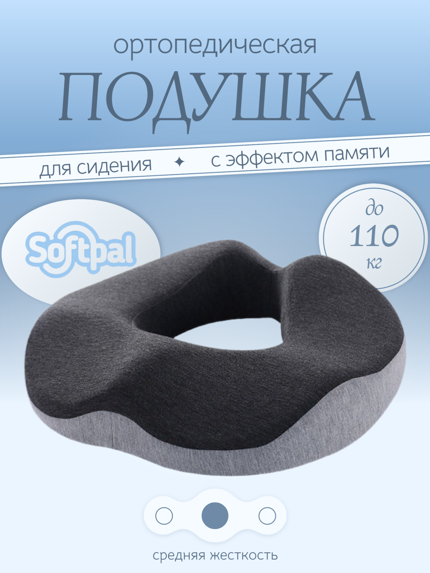 Подушка ортопедическая на кресло, стул с эффектом памяти, для беременных, для позвоночника и геморроя