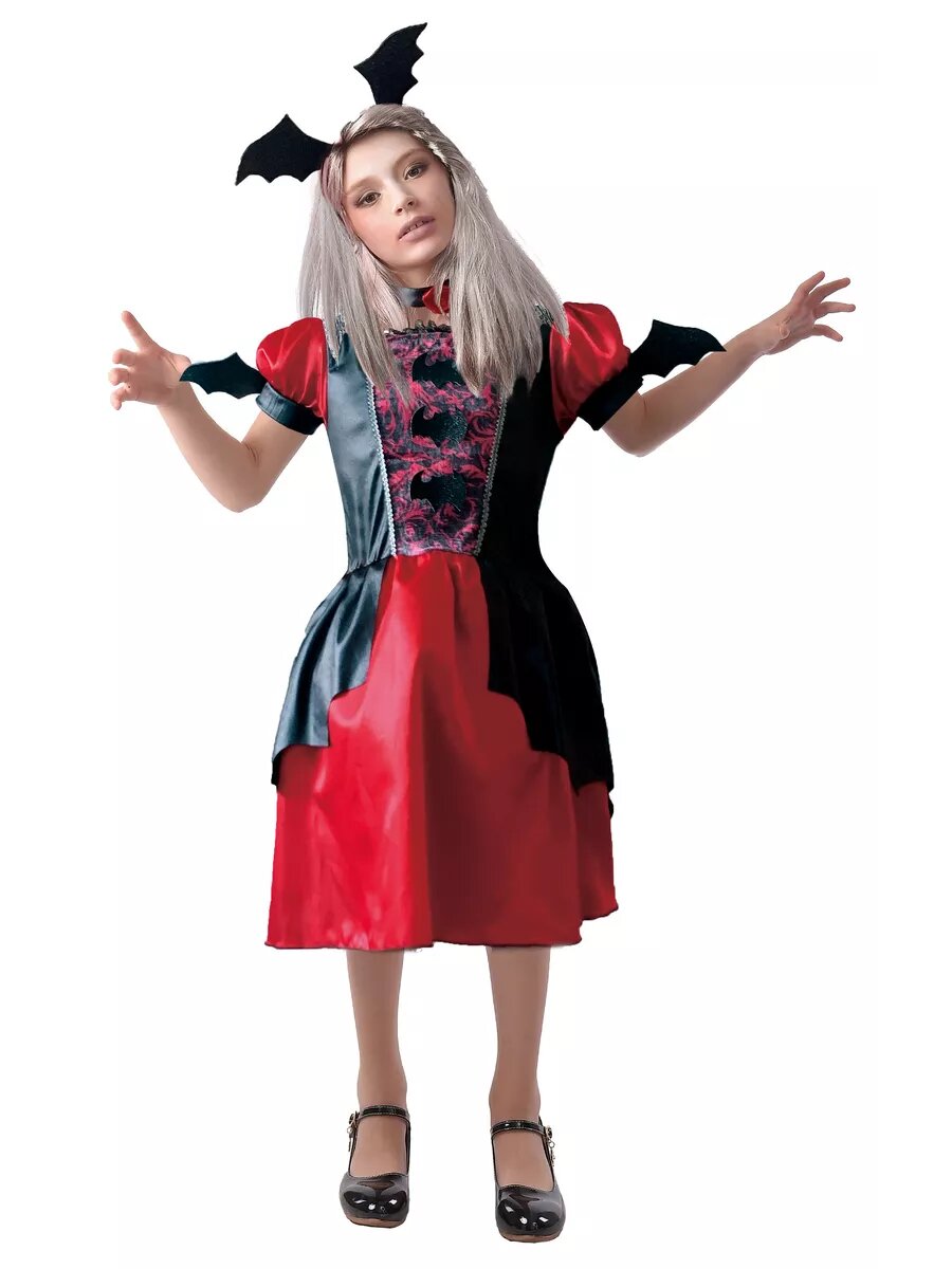 Карнавальный костюм вампирши детский, красный, L (130-140 см)