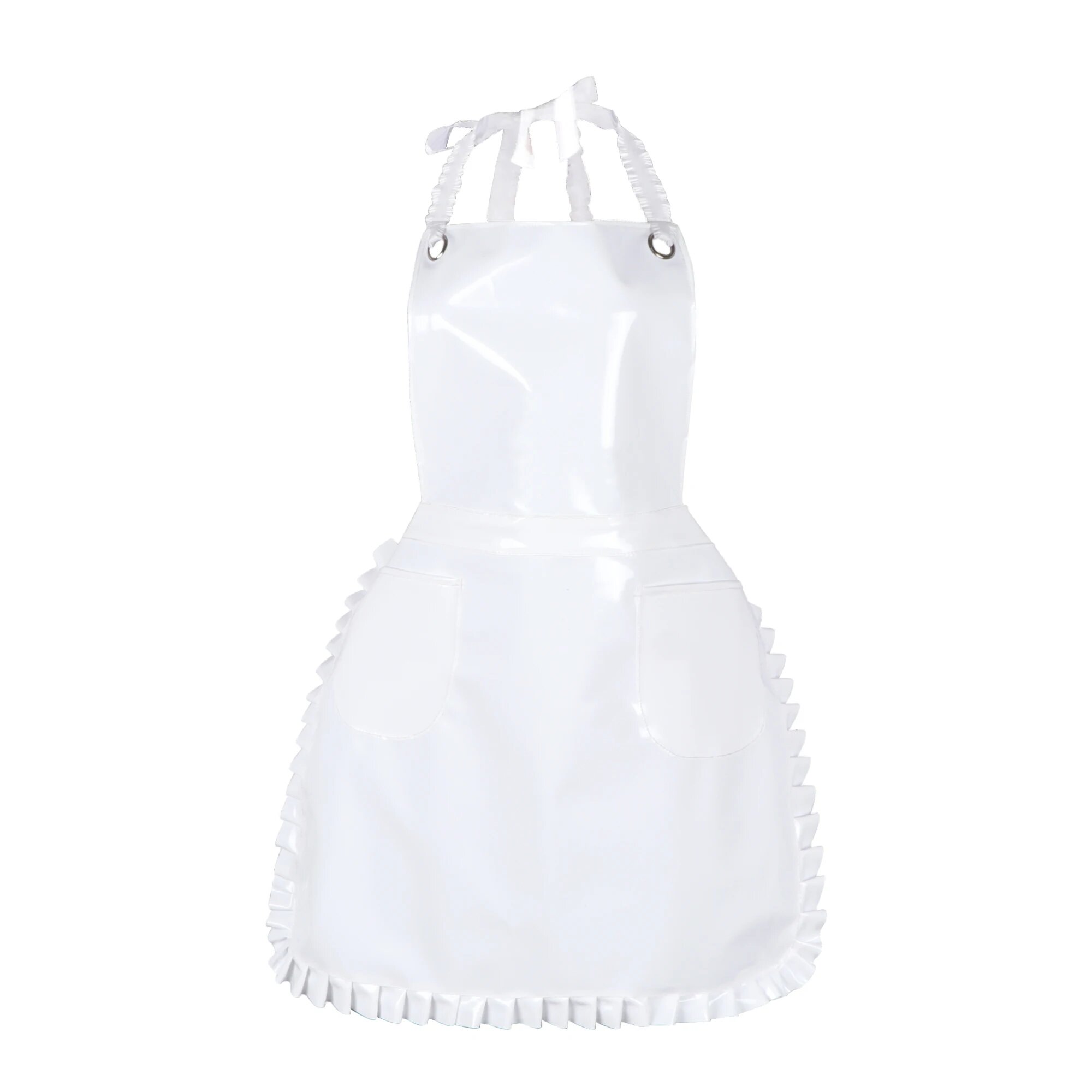 Кружевной фартук из искусственной кожи, водонепроницаемый и устойчивый к пятнам, два способа белый