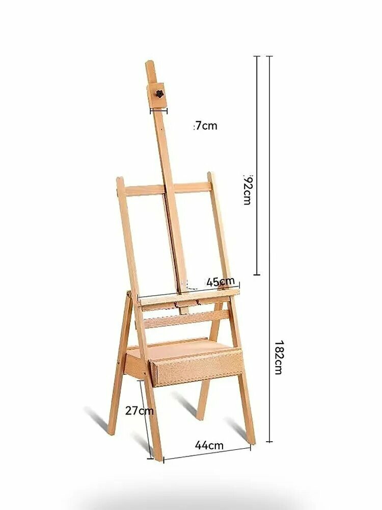 Напольный мольберт из бука, складной, с ящиками, регулируемый
