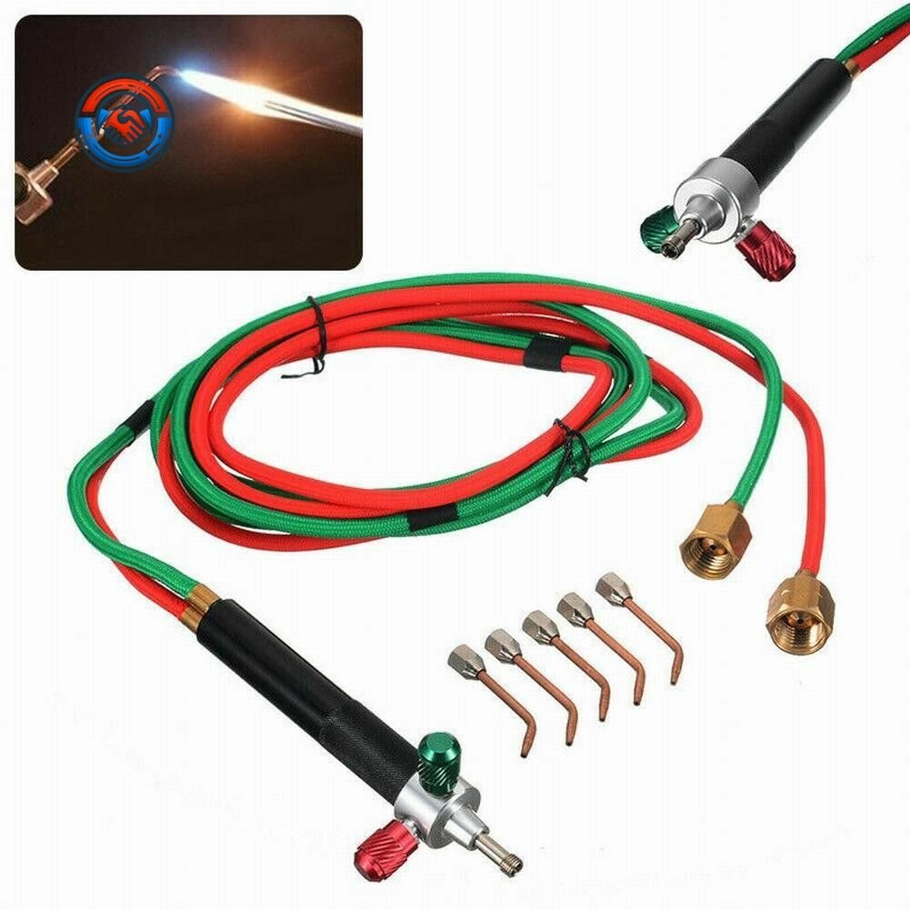 Мини газовая сварочная горелка для ювелирных работ, 5 сменных наконечников, подключение к кислороду и пропану, точная пайка до 1700 C, инструмент для ремонта электроники и стекла