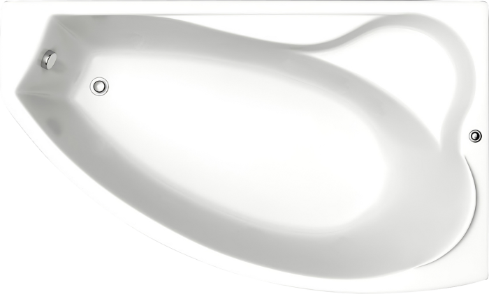 Акриловая ванна Bas Николь R 170x110 см, угловая, правая, пристенная, белая, асимметричная, с каркасом, с сиденьем