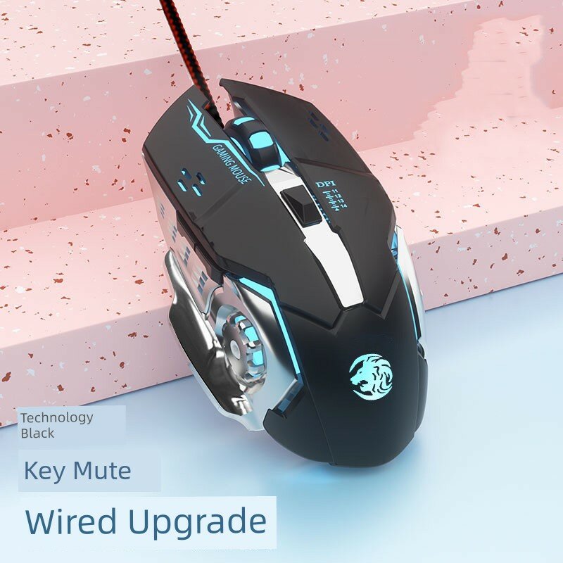 Механическая проводная игровая мышь G9, бесшумная для киберспорта и аудио с кабелем для девочек, милое нейтральное