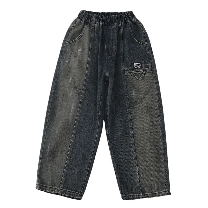 LI Mall Винтажные широкие изношенные джинсы модные уличные ретро-брюки для подростков