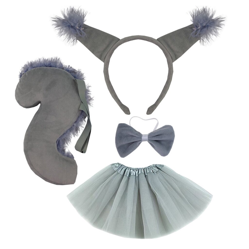 Костюм для косплея зверушки белки-серая газовая юбка-тройка