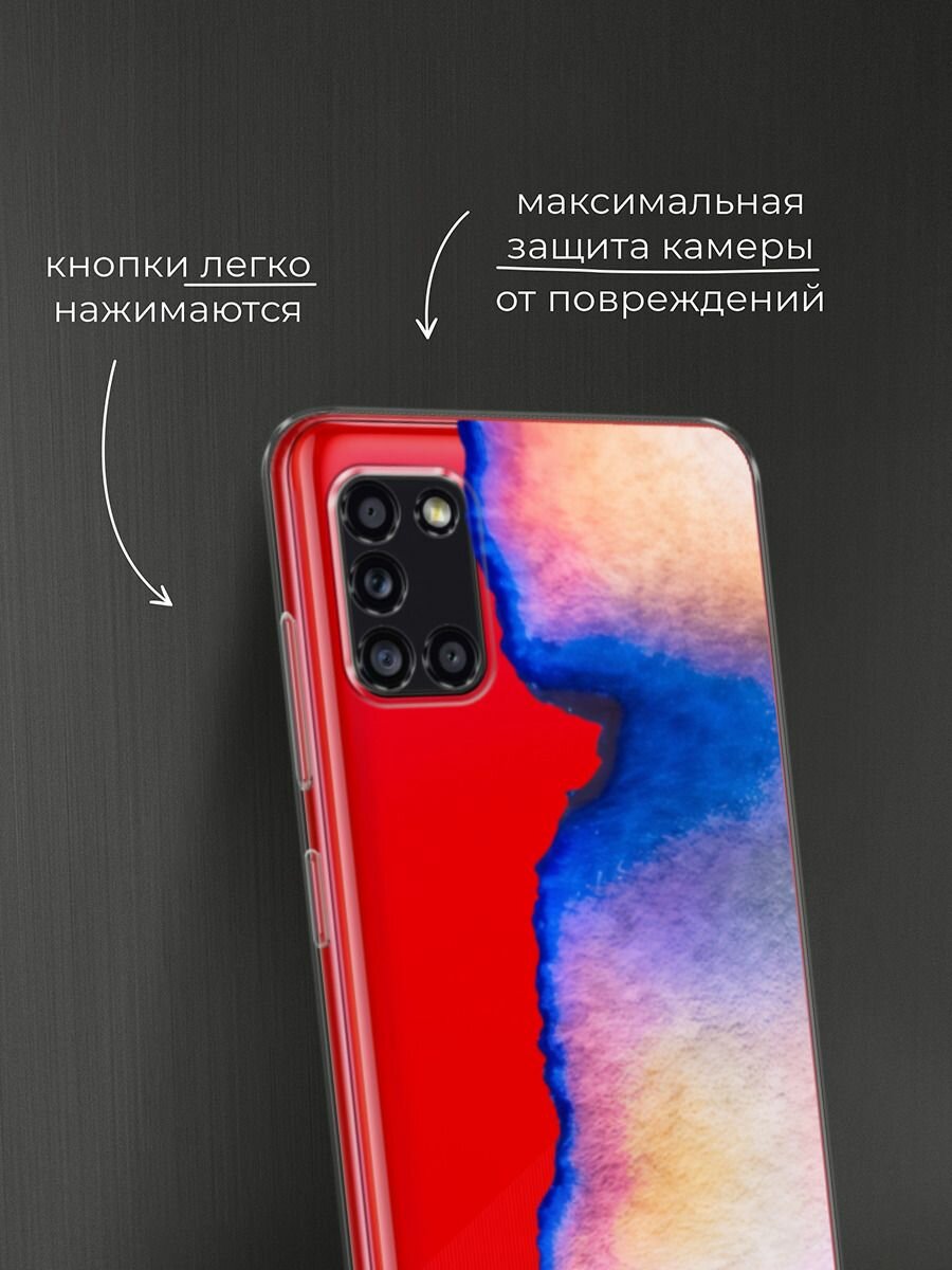 Чехол на Samsung Galaxy A31 / Самсунг Галакси А31 с принтом Синяя акварель, прозрачный — фото 1