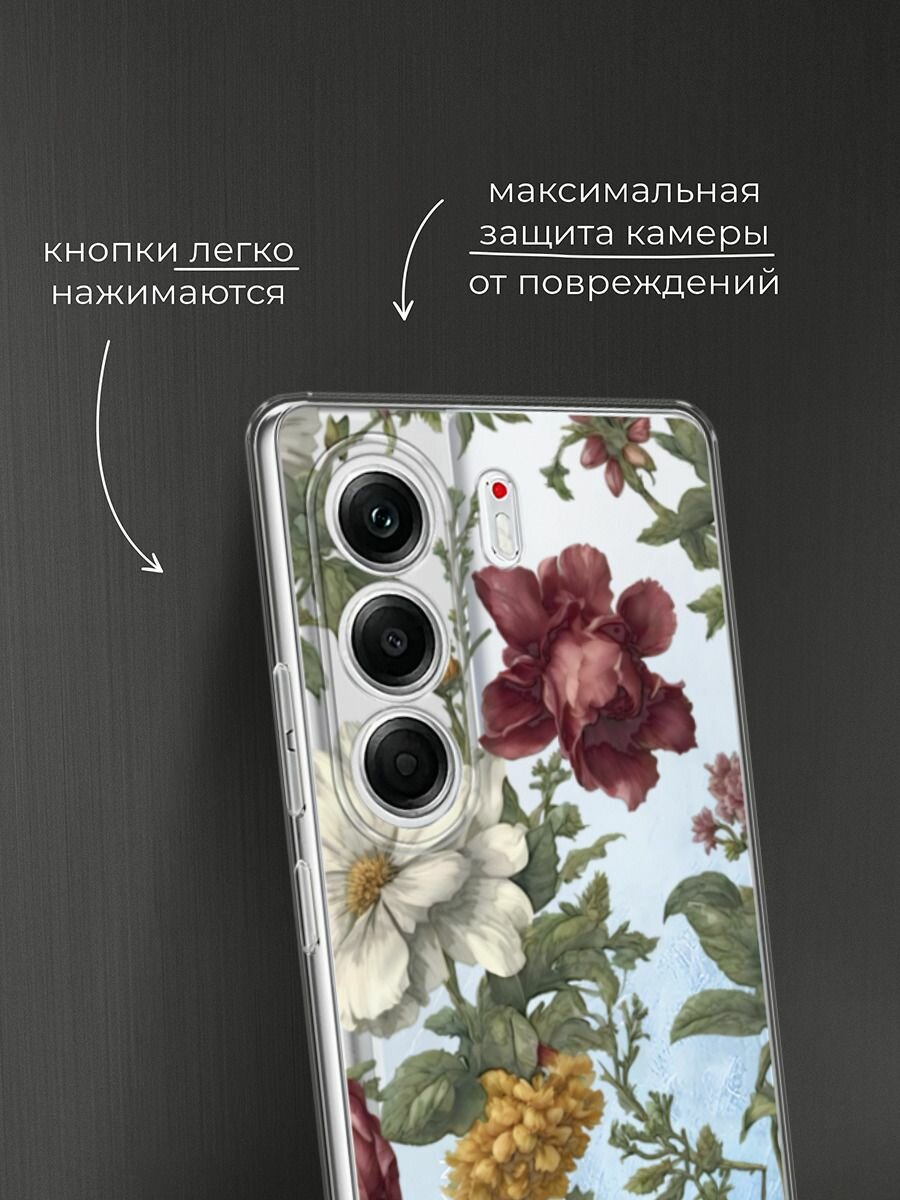 Силиконовый чехол на Tecno Camon 40 Pro 5G / Текно Камон 40 Про 5G с принтом Акварельные цветы 2 — фото 1