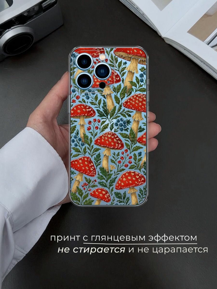 Чехол на Apple iPhone 13 Pro / Айфон 13 Про с принтом Мухоморы — фото 1