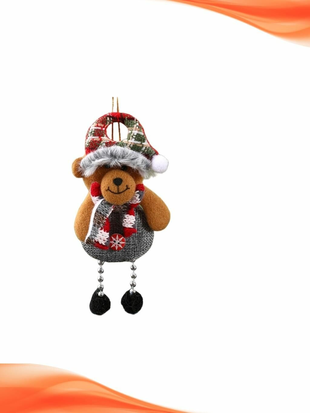 Скульптура Санты/Снеговика/Оленя/Медведя для сезонного декора, Ножки из бисера - Мишка-карандаш