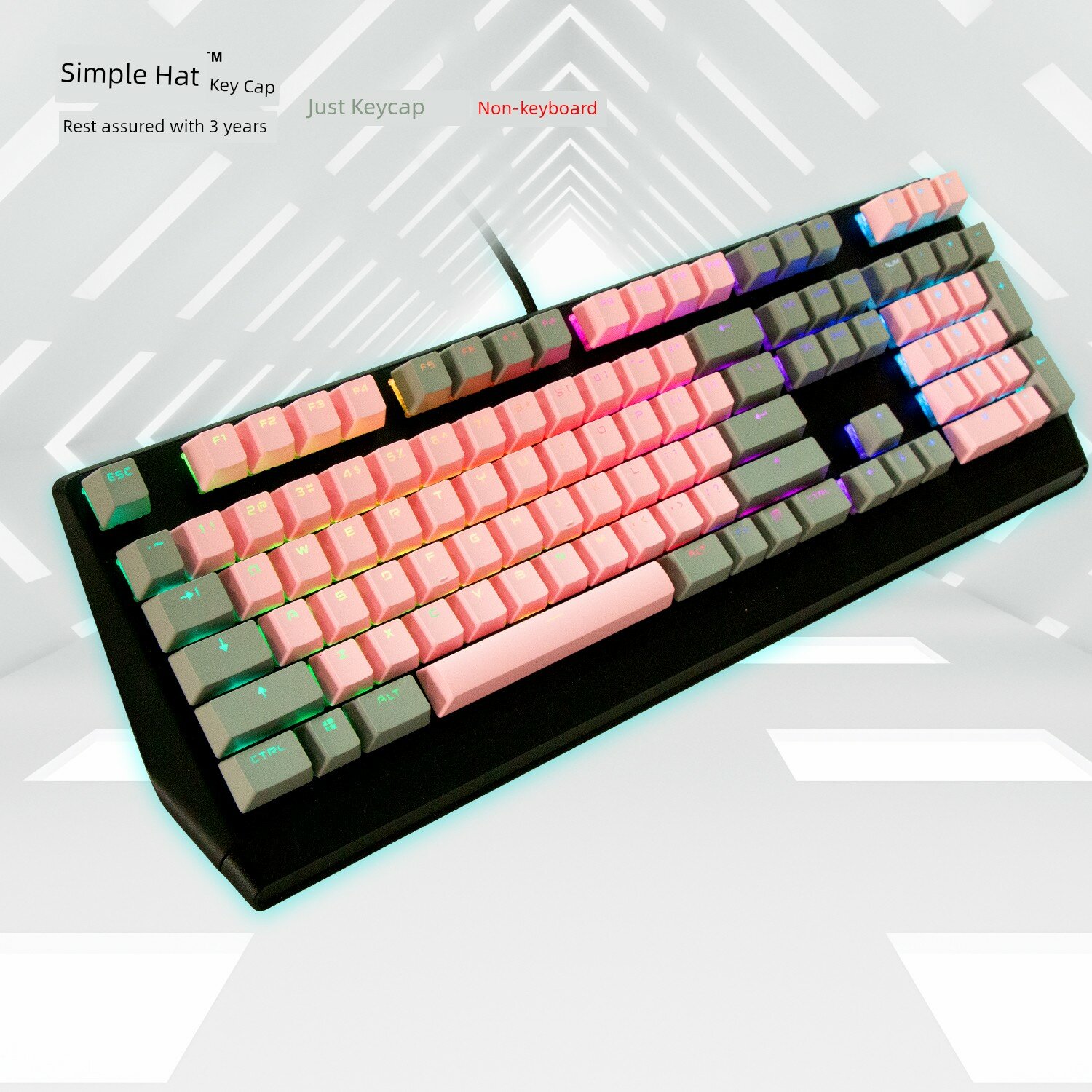 Alienware Matte PBT Прозрачные Клавиатурные Накладки - Розовый и Серый Цвет, Набор 2000 Клавиш для Механической