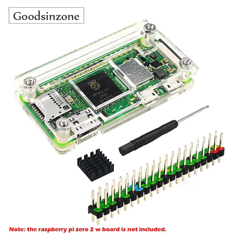 Чехол Raspberry Pi Zero 2 Вт с двойным штекерным разъемом, комплектом радиатора, охлаждающим радиатором + разноцветным разъемом для Raspberry Pi Zero, Pi0 w, 2 Вт