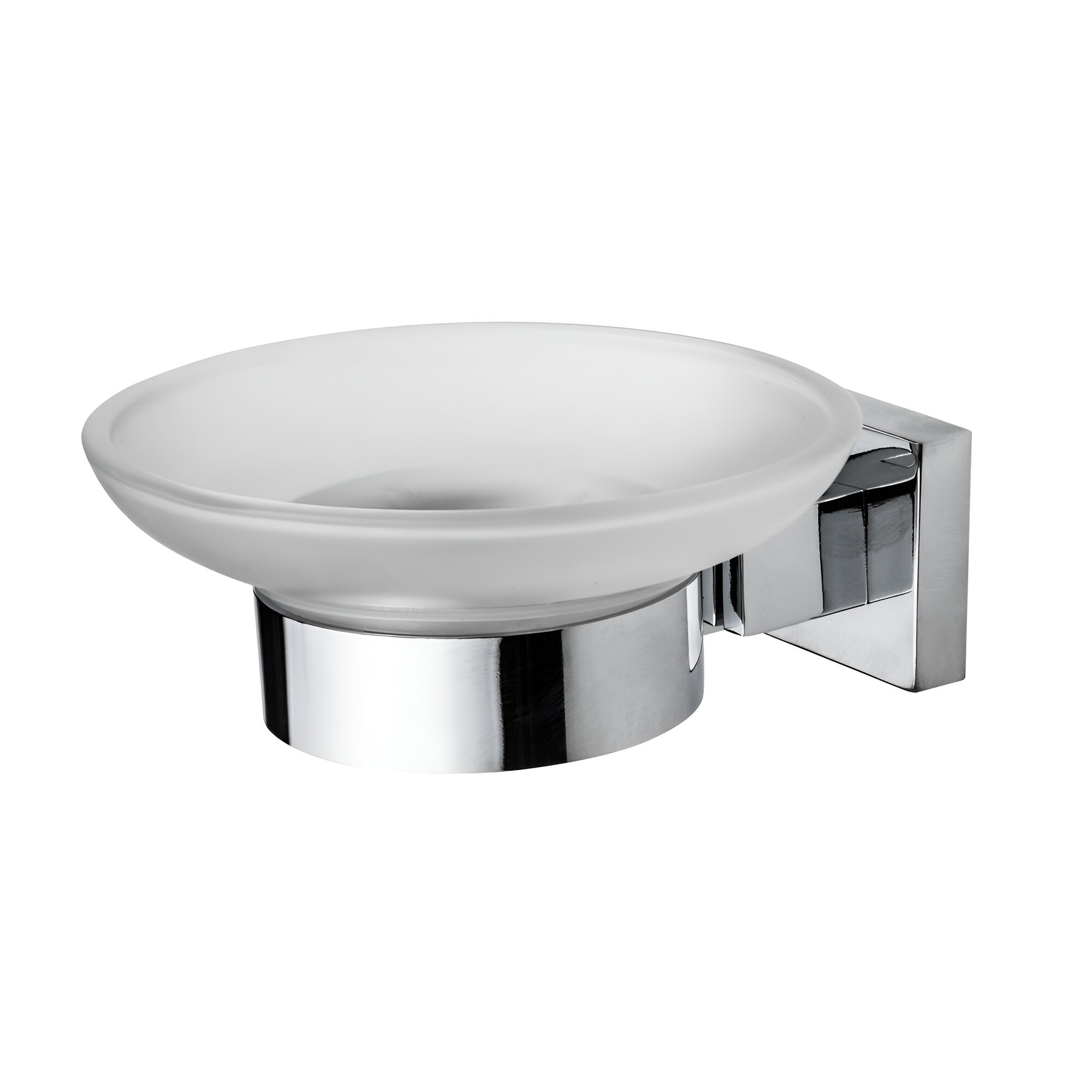 Мыльница "Swensa" Main, навесная из стекла крепеж металл, цвет: белый/хром