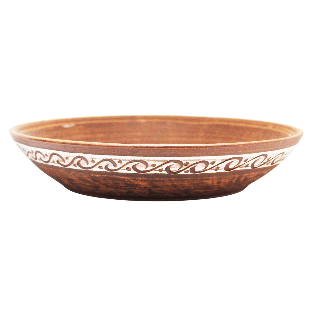 Тарелка из красной глины "Изящная", (Ручная работа)