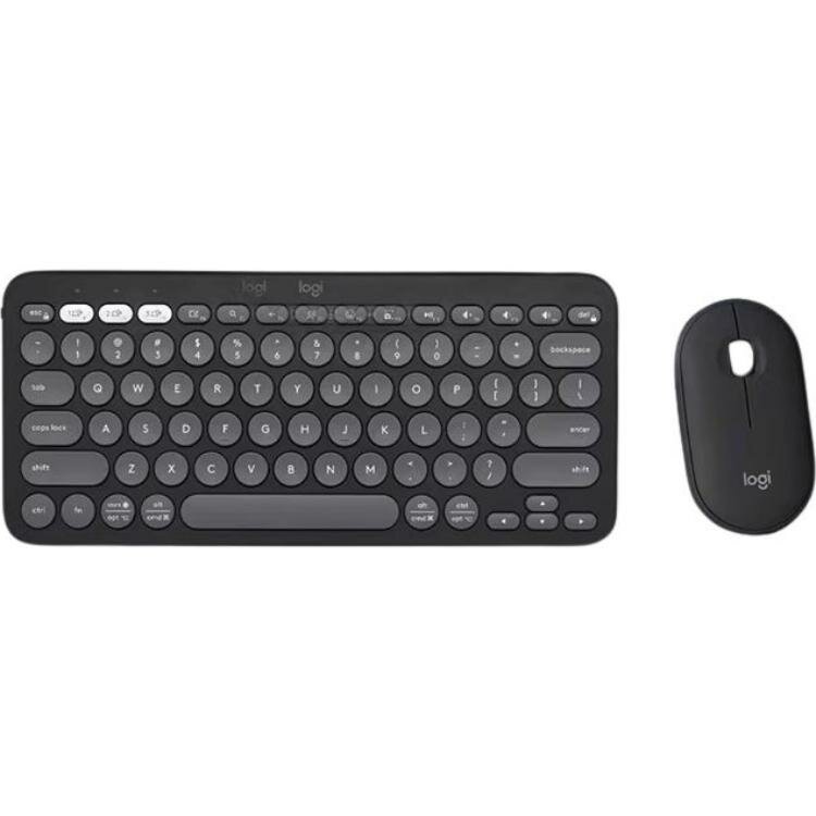 Беспроводной набор клавиатуры и мыши Logitech 2 COMBO, pebble 2 combo - dark at night, легкий и порт