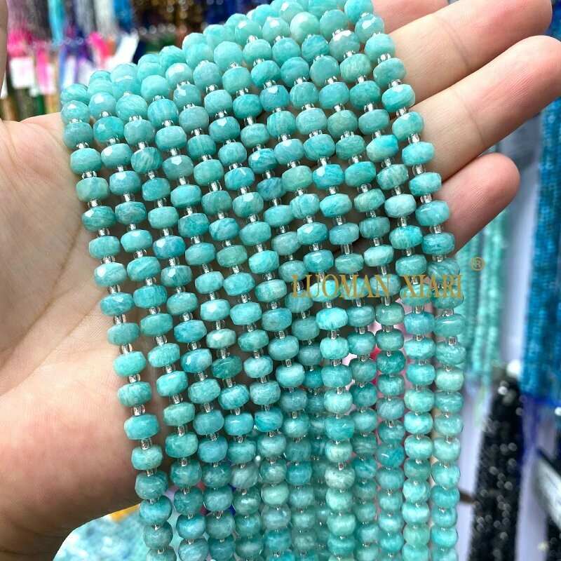 Натуральные бусины Апатит LUOMAN XIARI 6x8 мм 1strand 18cm 20pcs, amazonite