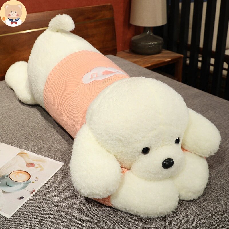 Белый вязаный щенок плюшевая игрушка 90 см малого размера для детей до 130 см, милый подушка для обнимания
