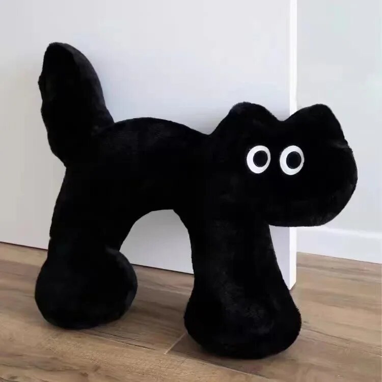 Подушка-кошка "Бархатный кот", гипоаллергенная, декоративная, 50 см x 42 см, black