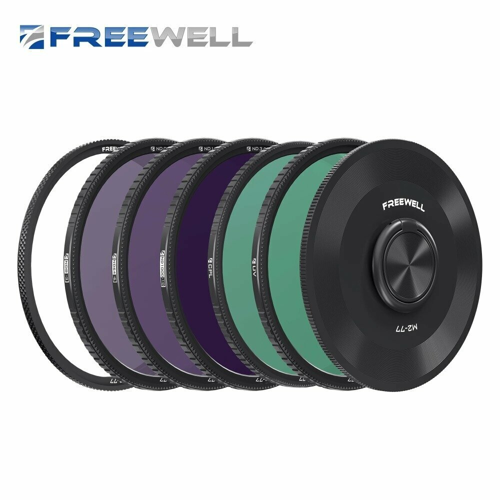 Freewell 77mm M2 Magnetic Quick Swap 5-Pack Фильтры ND8, ND64, ND1000, CPL И UV