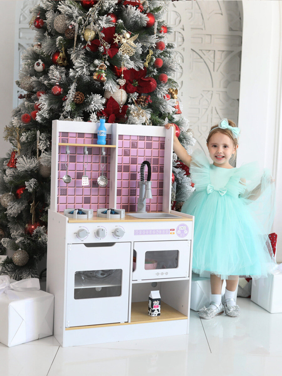 Детская деревянная игровая кухня PAREMO "Феста Виола", свет, звук, 6 предметов в наборе PK222-392