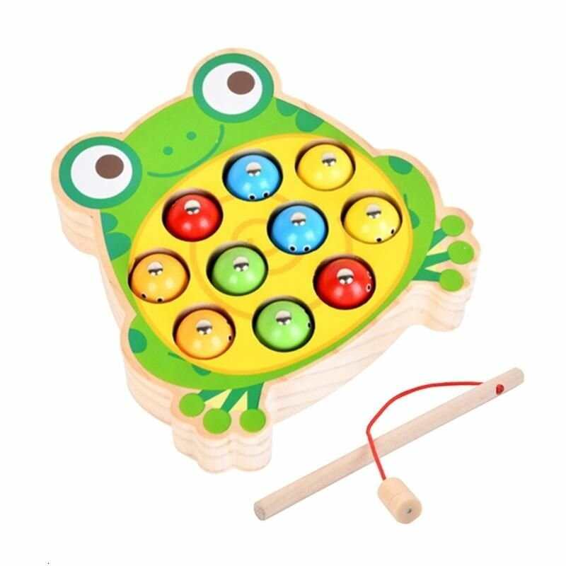 Деревянная магнитная игра "Рыбалка", - ловля лягушек
