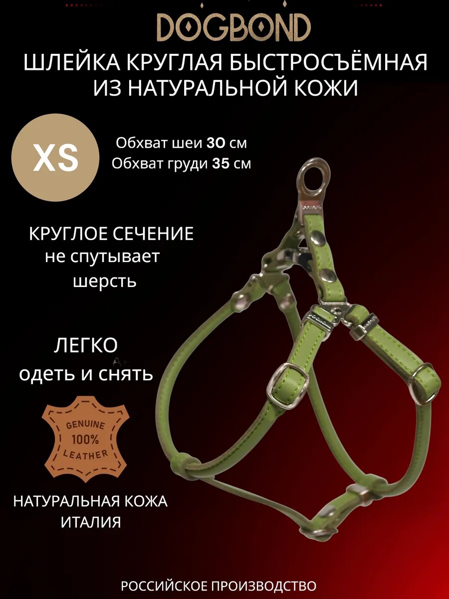 Шлейка Dogbond быстросъемная для шпица круглая из кожи