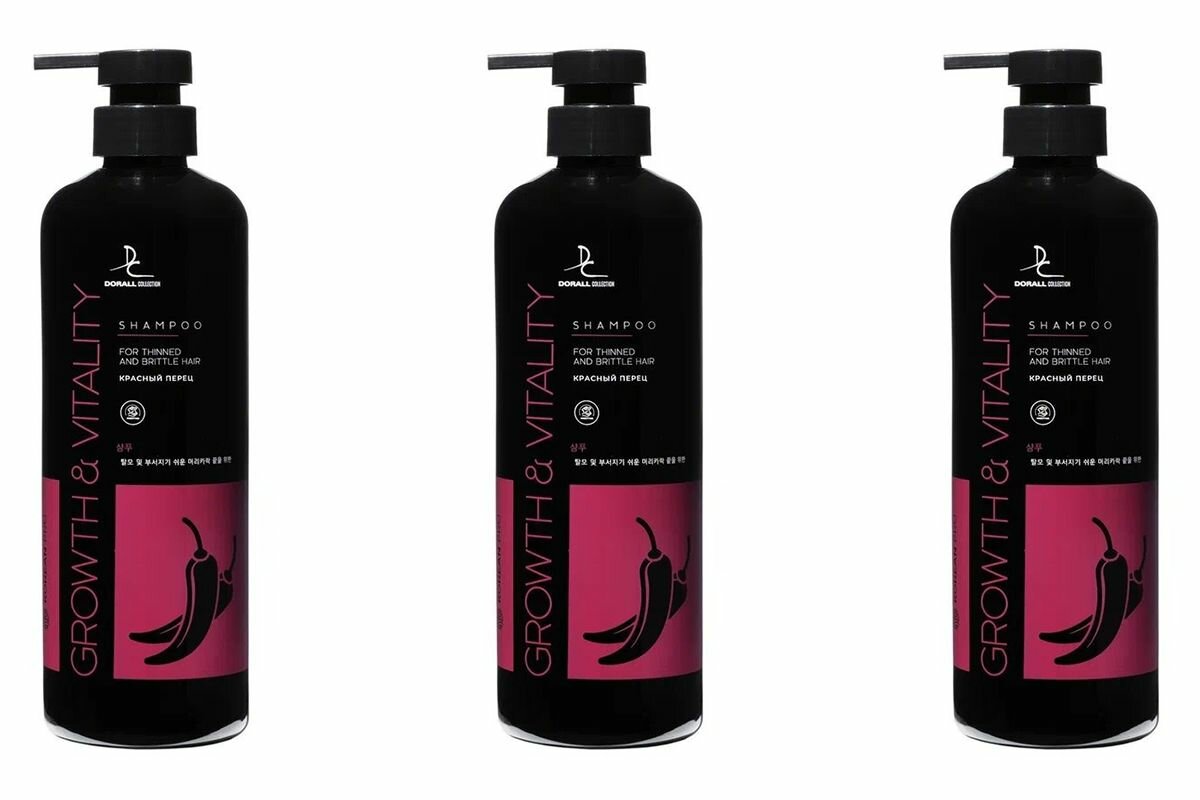 Dorall Collection Шампунь, Korean Pro, с экстрактом красного перца, 700 мл, 3 шт
