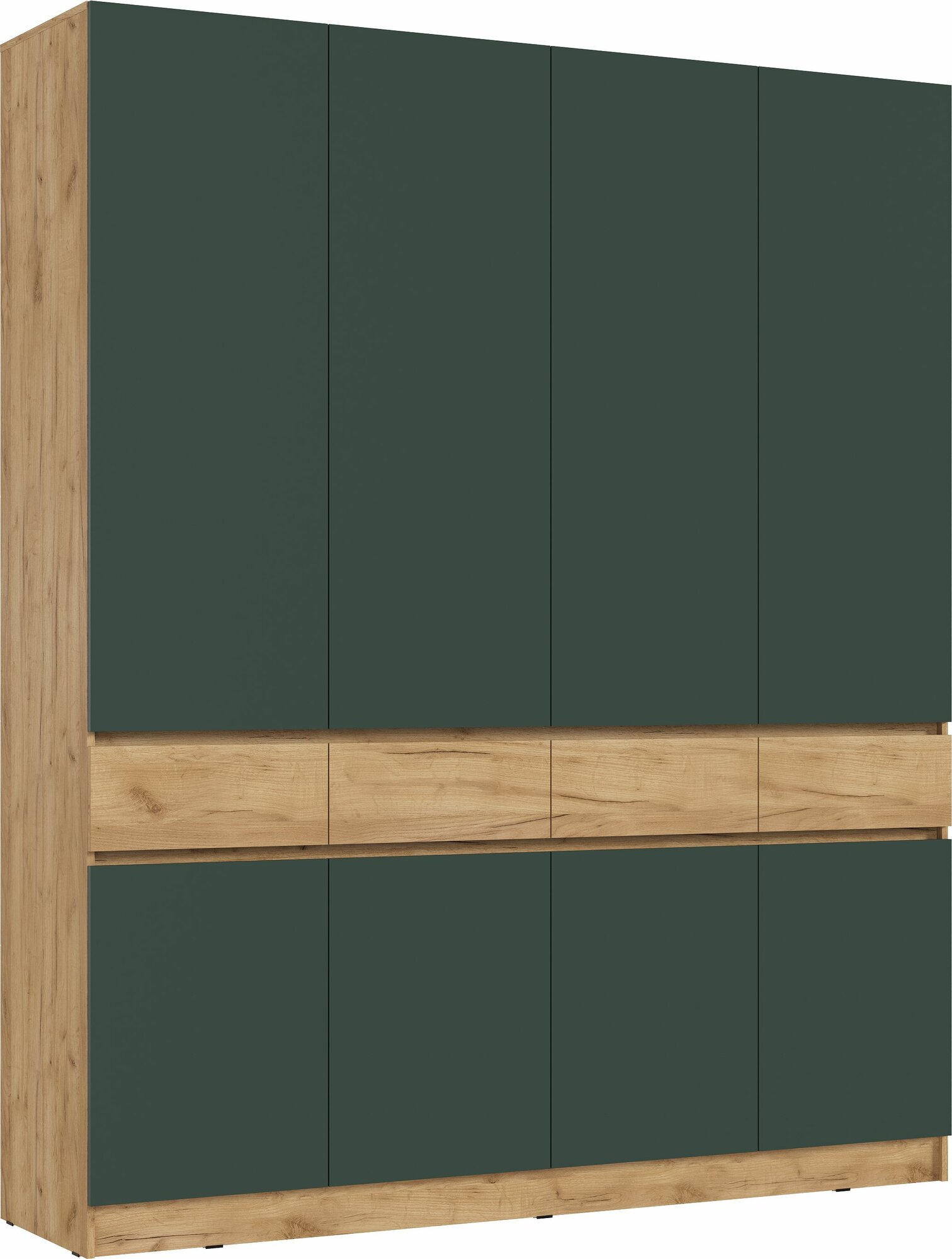 Шкаф 4-ств. распашной Регина 1998х2400х520 (Изумрудный/Дуб Крафт) МИФ