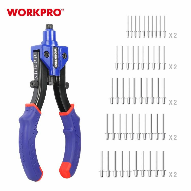 Заклепочник 250мм для тяжелых работ(3 насадки) WORKPRO