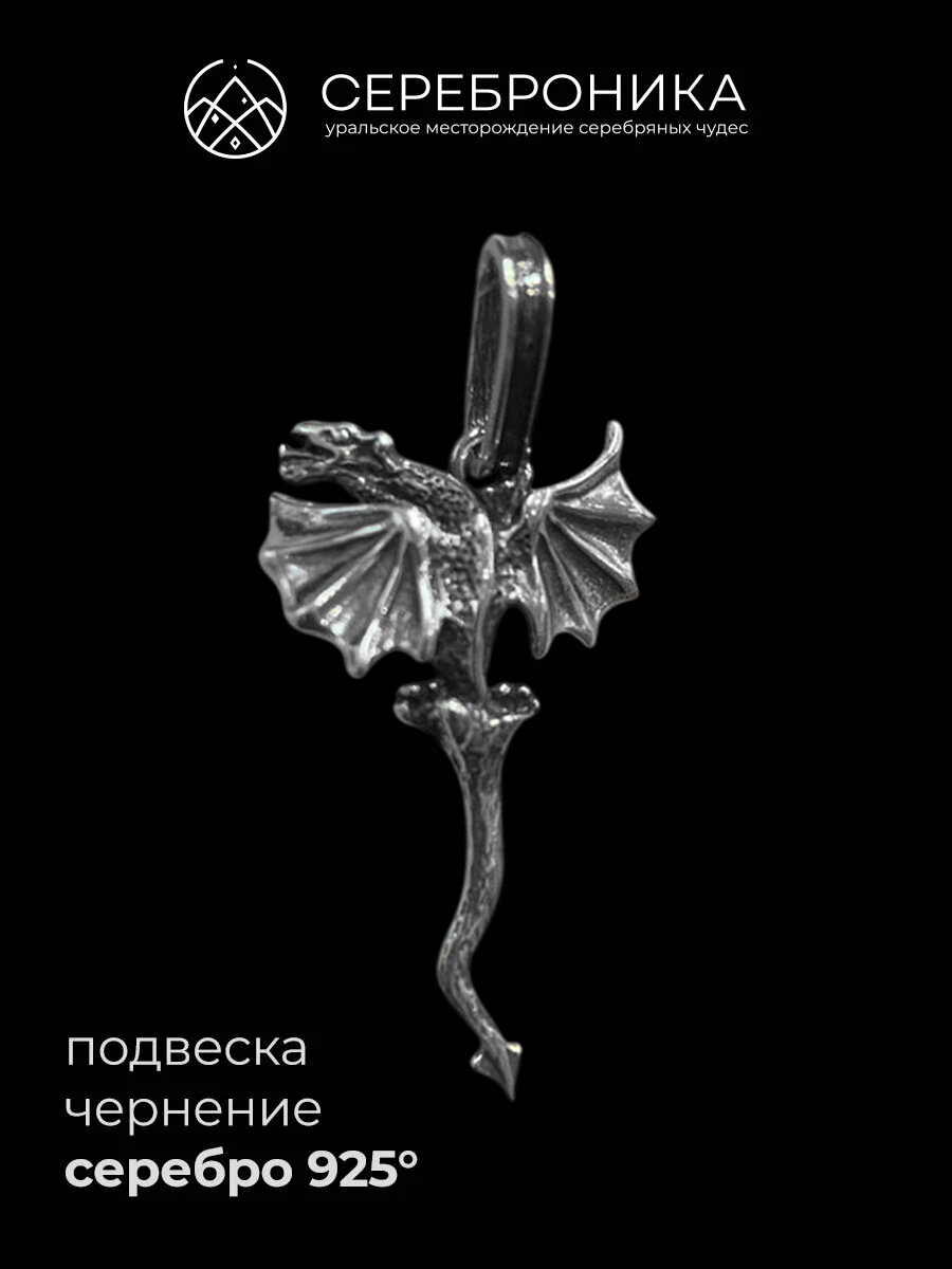 Подвеска Сереброника, серебро, 925 проба, чернение