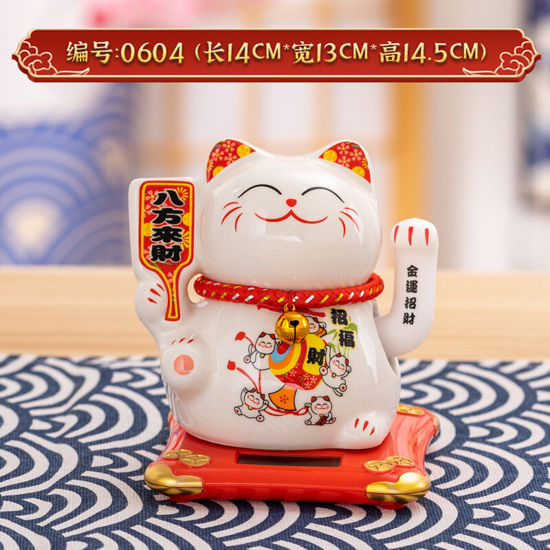 Лампа Lucky Cat Light Energy Shake Hand, керамическая, солнечная, 6 дюймов