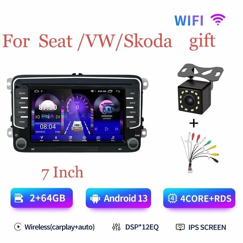 Автомагнитола, диагональ: 7", 2 DIN, 2ГБ/64ГБ