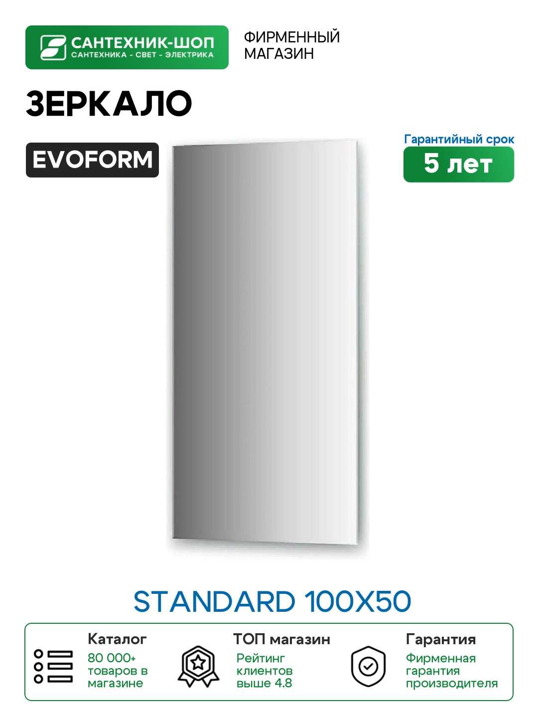 Зеркало Evoform Standard 100х50 без подсветки