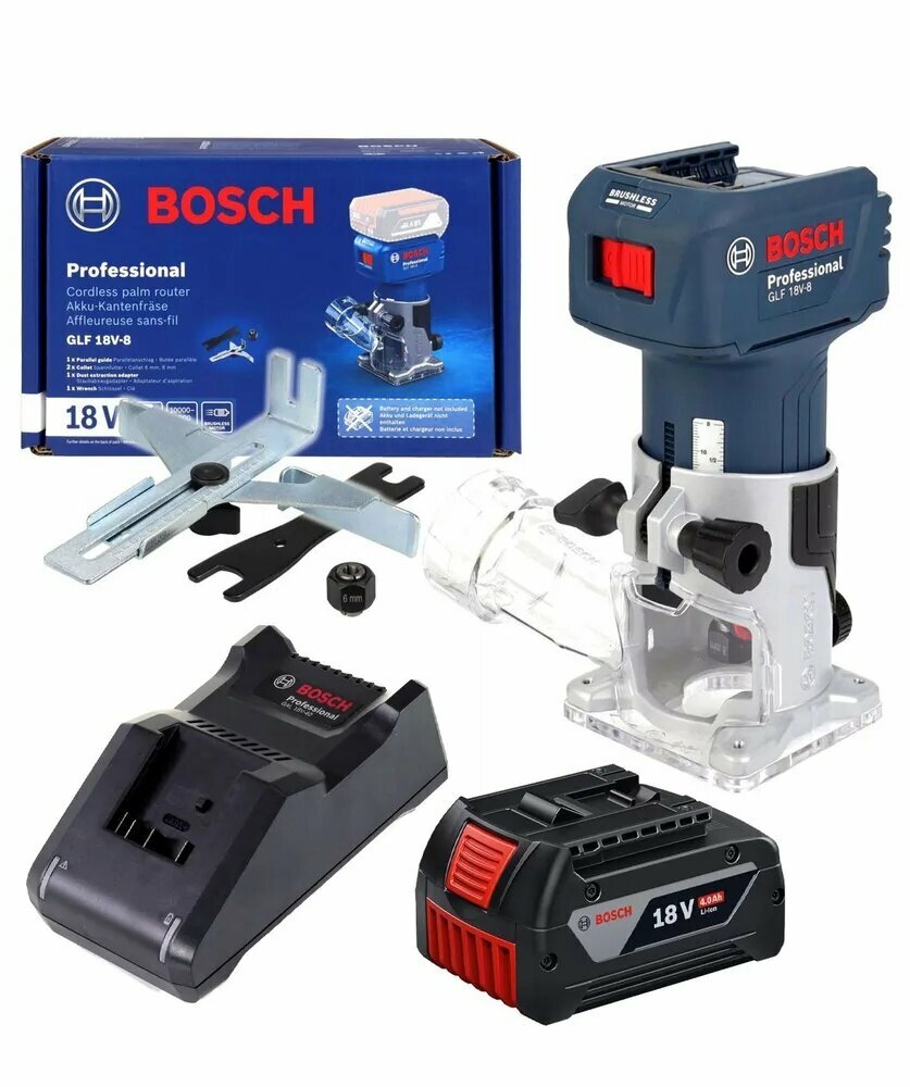 Фрезер по дереву электрический с регулировкой оборотов Bosch GLF 18V-8 электрофрезер /фрезерная машина обработки дерева