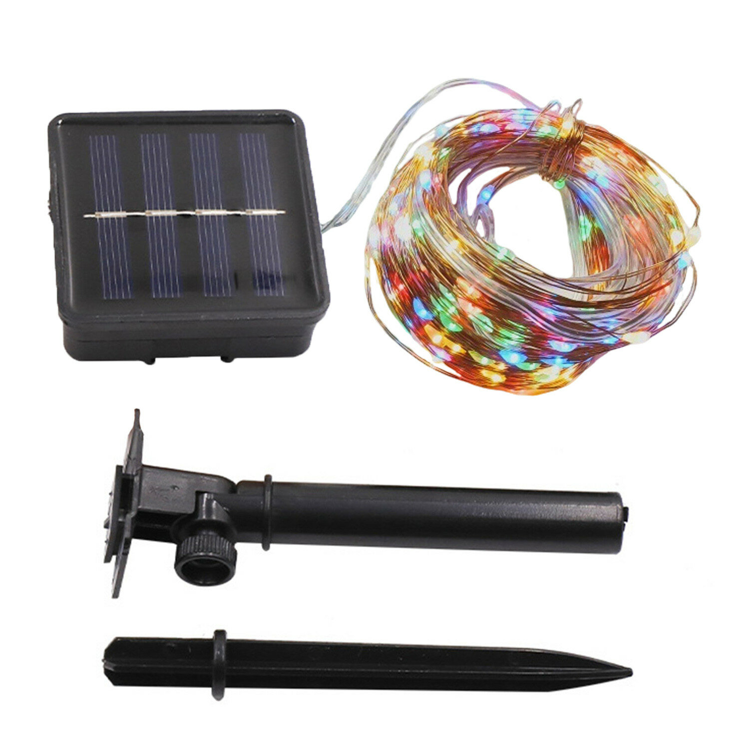 Солнечные струнные огни наружные короткие фееричные мигающие огни светляков 16 футов 50 светодиодов для оформления садов и задних дворов, многоцветные, с солнечной панелью 1.2v 150ma, емкостью 600mAh, длина провода 2M, длина линии 5M, режим свечения 8