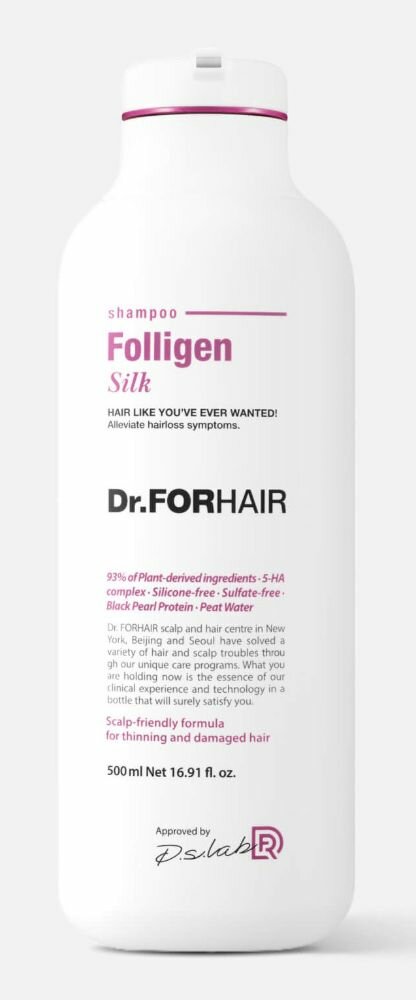Бессульфатный шампунь для повреждённых волос Dr.Forhair Folligen Silk Shampoo, 500 мл