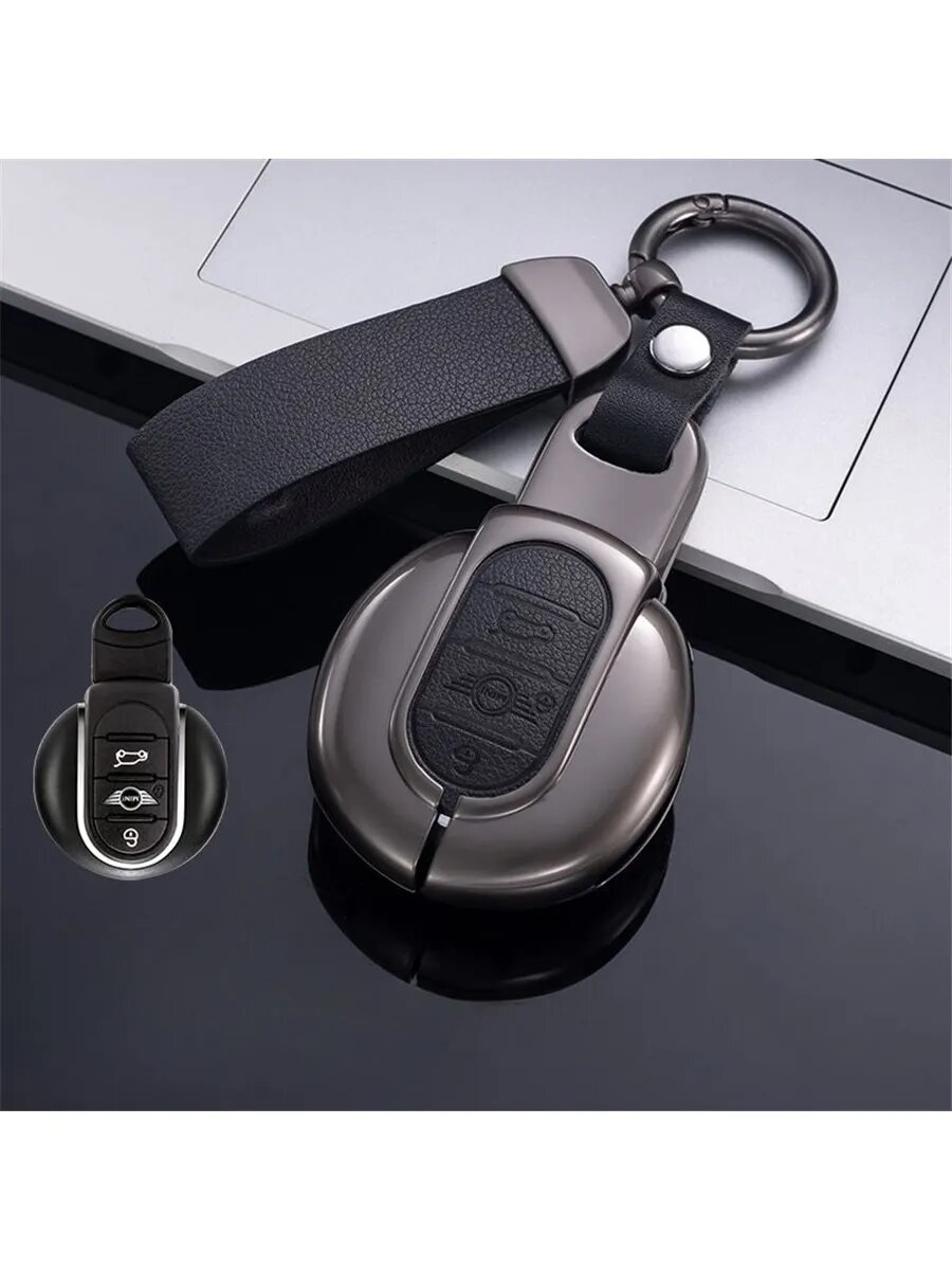 Чехол-брелок из сплава для ключа BMW Mini Cooper, черный