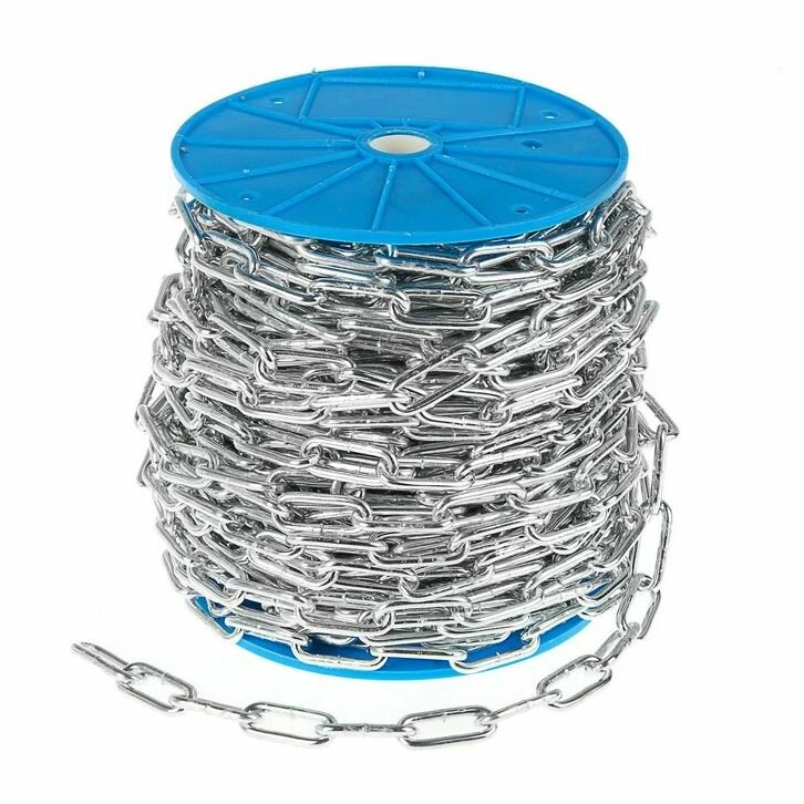 Цепь оцинкованная 2мм, длинное звено DIN 763 (80м)