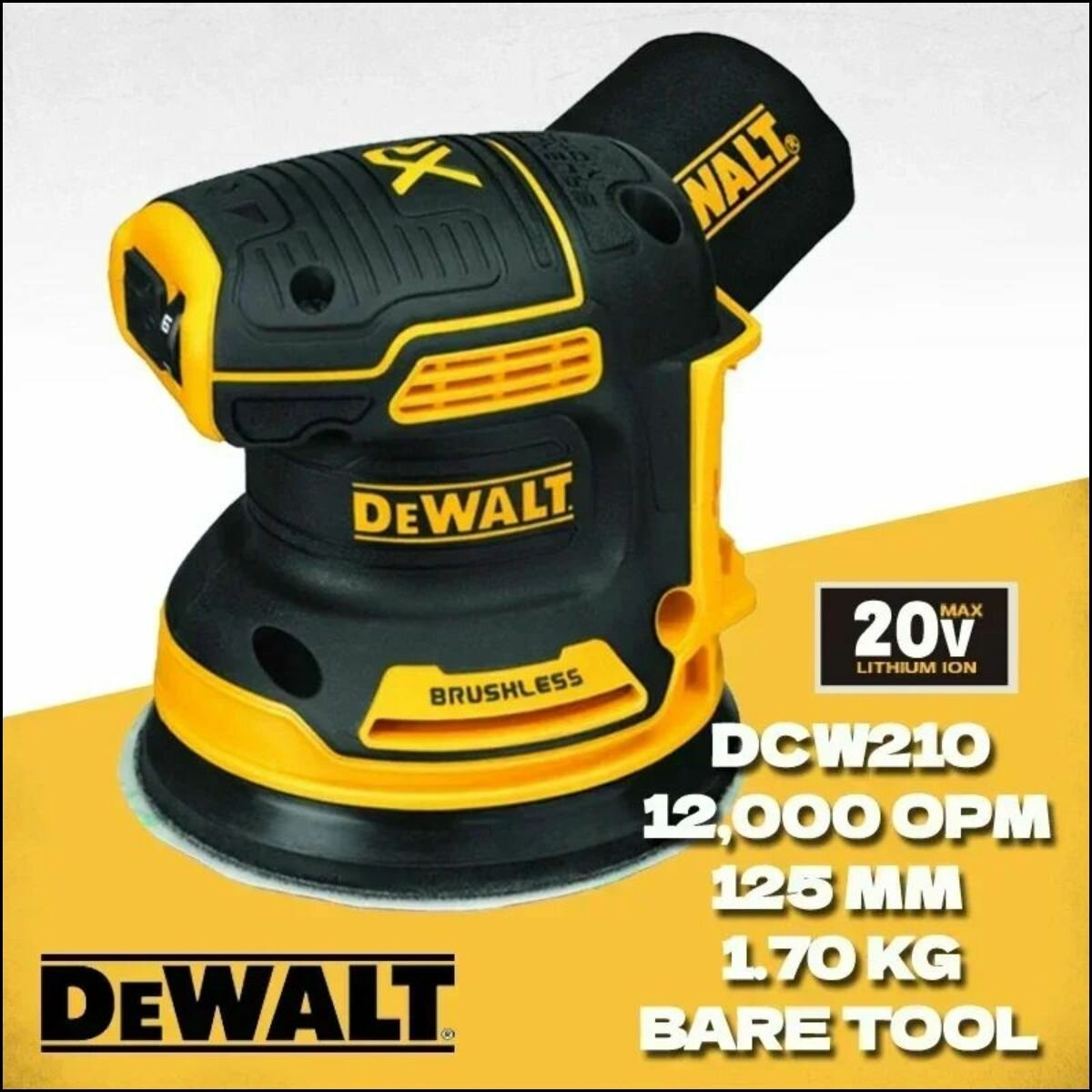 Эксклюзивная орбитальная шлифмашина DCW210 20V беспроводная