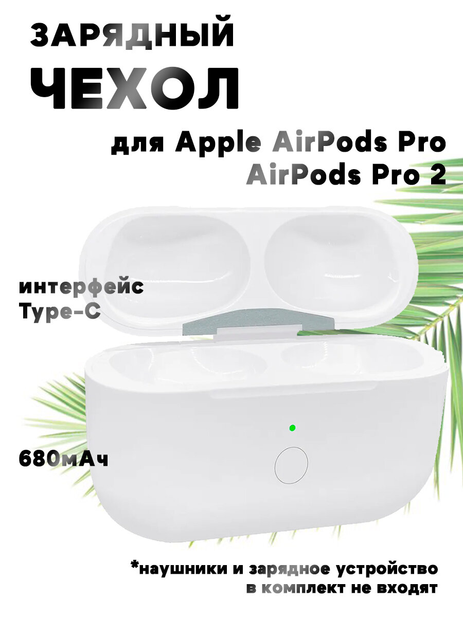 Зарядный футляр 680 мАч для наушников AirPods Pro 2 / AirPods Pro с поддержкой Bluetooth (порт для зарядки Type-C)