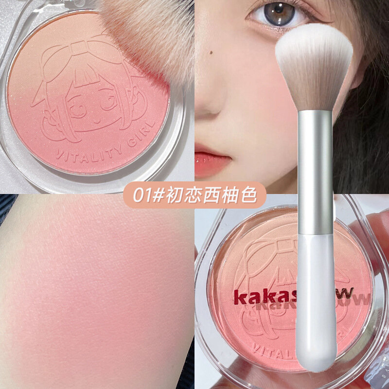 Румяна Kakashow Vitality Girl с градиентом, матовые, с мелким блеском, для студентов, вечеринок, ежедневного использования, осветляющие, цвет персикового молочного чая