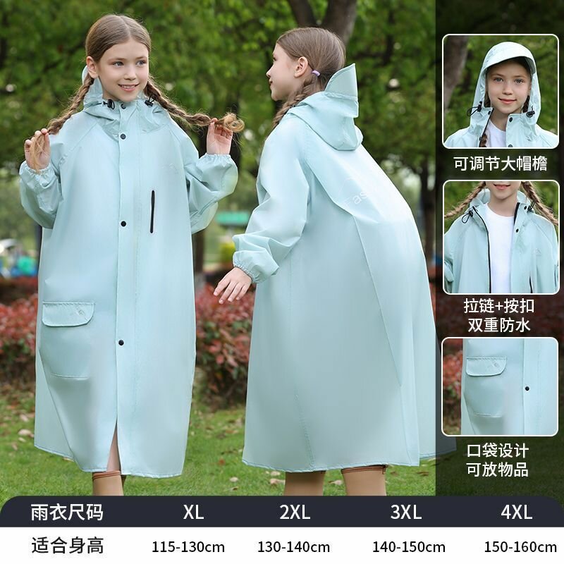 Детский дождевик из ткани для мальчиков и девочек, длинный, полностью закрывающий тело, водонепроницаемый, с местом для школьной сумки, для велосипедной езды